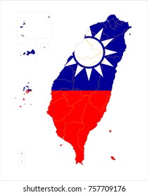 Map Republic Chinataiwan Flag Isolated On Stock Vector (Royalty Free ...