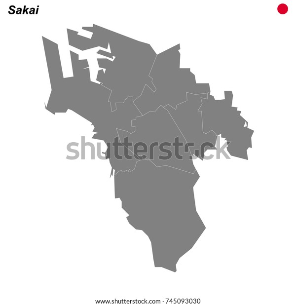 Map Sakai City Borders Districts: เวกเตอร์สต็อก (ปลอดค่าลิขสิทธิ์ ...