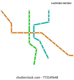 Map Sapporo Metro Subway Template City Stock Vector (Royalty Free ...