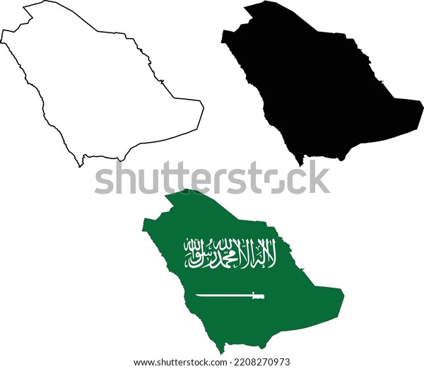 Map Saudi Arabia Flag Flag Saudi Stock Vector (Royalty Free) 2208270973 ...