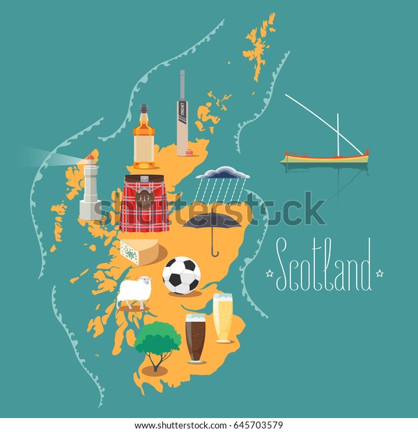 Map Scotland Vector Illustration Design Element: เวกเตอร์สต็อก (ปลอดค่า ...
