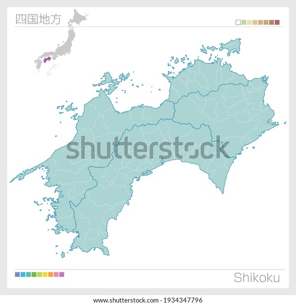 Map Shikoku Japanvector Illustration Stock Vector (Royalty Free ...