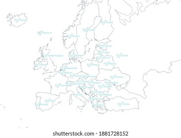 Map Showing Countries Europe Paintable Checkbox: vetor stock (livre de ...