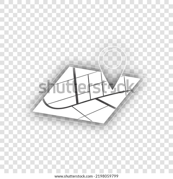 Señal de mapa. Icono blanco con: vector de stock (libre de regalías ...