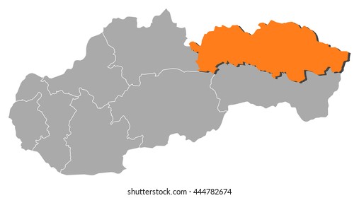 Map Slovakia Presov Stock Vector (Royalty Free) 444782674