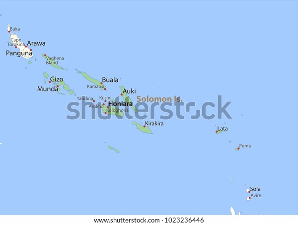 Map Solomon Islands Shows Country Borders Stock Vector (Royalty Free ...