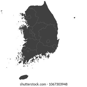 Map South Korea Split Into Regions Stock Vector (Royalty Free ...