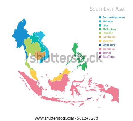 Map Southeast Asia Name Stock Vector (Royalty Free) 561247258 ...