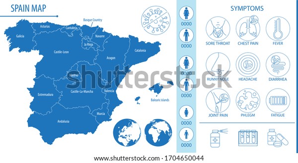 Map Spain Pictograms Icons Symptoms Covid19: เวกเตอร์สต็อก (ปลอดค่า ...
