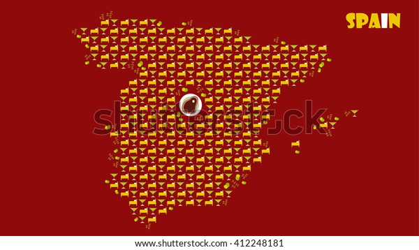 Map Spain Siesta Sangria Stock Vector (Royalty Free) 412248181 ...