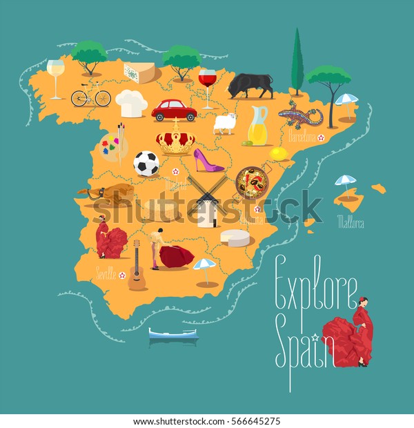 Map Spain Vector Illustration Design Element: vetor stock (livre de ...