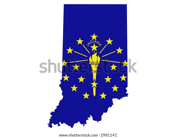 Map State Indiana Their Flag Stock Vector (Royalty Free) 2981141