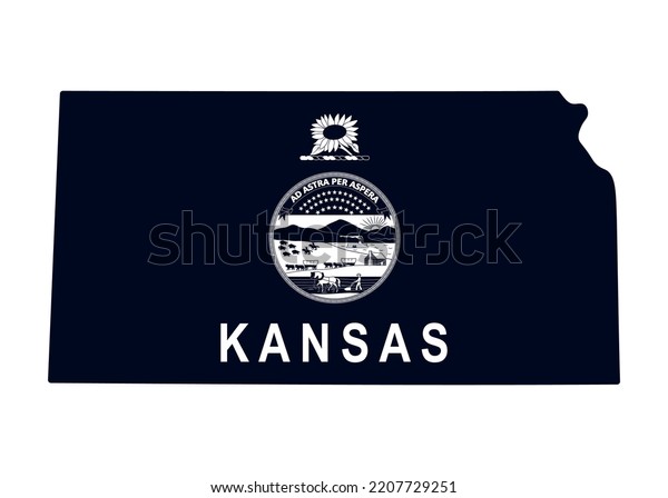 Map State Kansas Official Flag Map Stock Vector (Royalty Free ...