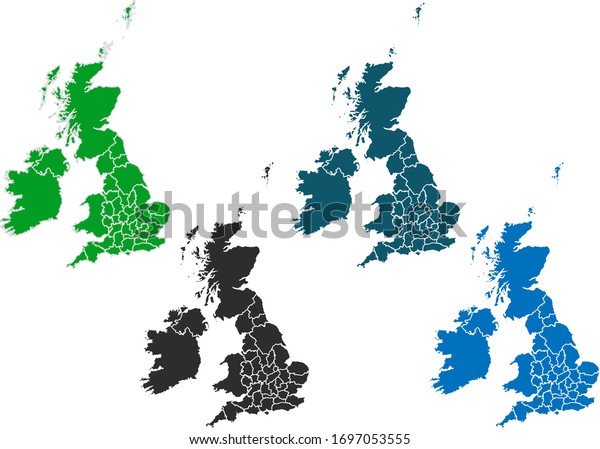 Map Uk Counties Original Mapvariety Colors Stock Vector (Royalty Free ...
