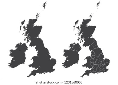 Uk Map Black White Vector 스톡 벡터(로열티 프리) 1601117569 | Shutterstock