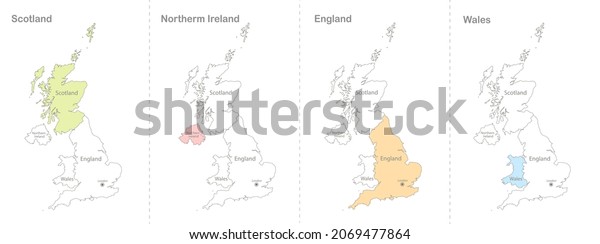 Map United Kingdom Divided Administrative Divisions Stock Vector ...