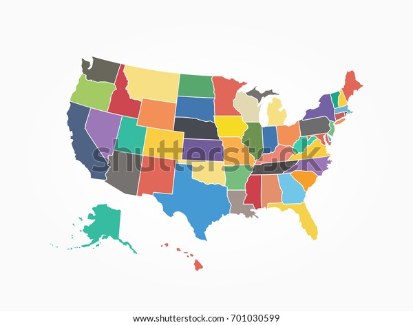 Map United State America Flat Color Stock Vector (Royalty Free ...