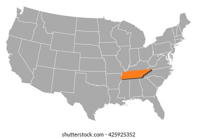 Map United States Tennessee Stock Vector (Royalty Free) 425925352 ...