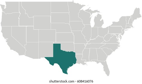 Map United States Texas Highlighted: vector de stock (libre de regalías ...