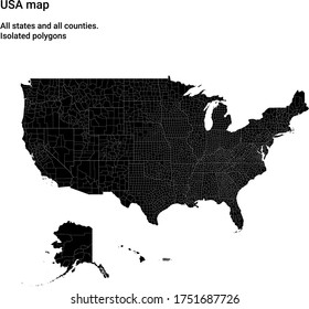 Gray Counties Map United States America Stock Vector (Royalty Free ...