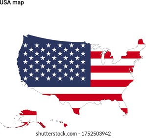 Map Usa Flag Fill Stock Vector (Royalty Free) 1752503942