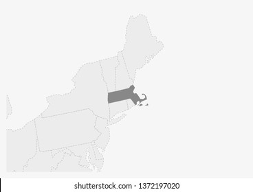 Map Usa Highlighted Massachusetts Map Gray: vector de stock (libre de ...