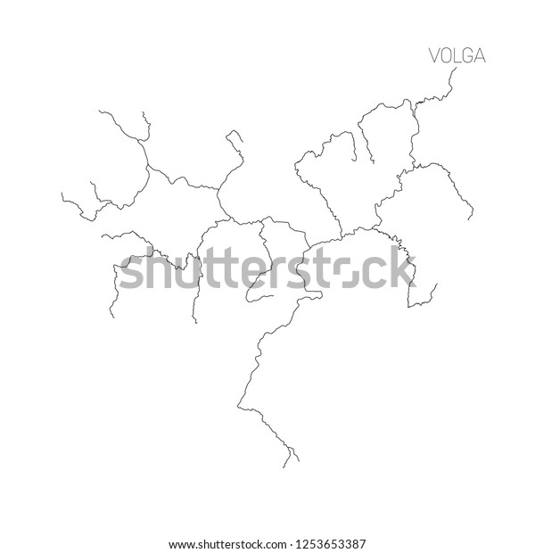 Map Volga River Drainage Basin Simple Stock Vector (Royalty Free ...
