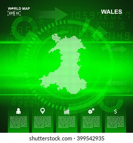 Map Walesabstract Green Background Pixel Vector Stock Vector (Royalty ...