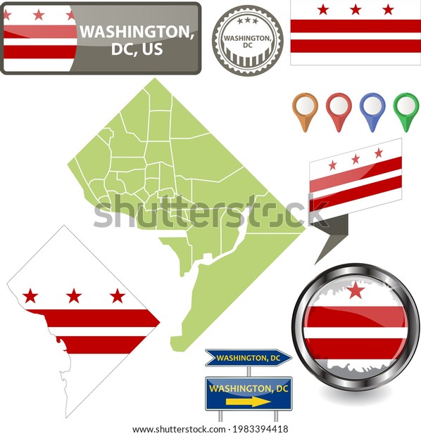 Map Washington Dc Us Flag Counties Stock Vector (Royalty Free ...
