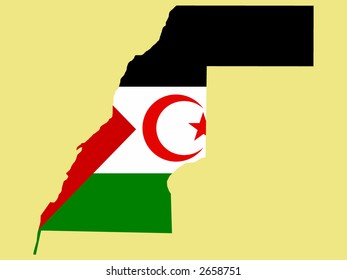 Map Western Sahara Western Saharan Flag Stock Vector (Royalty Free ...