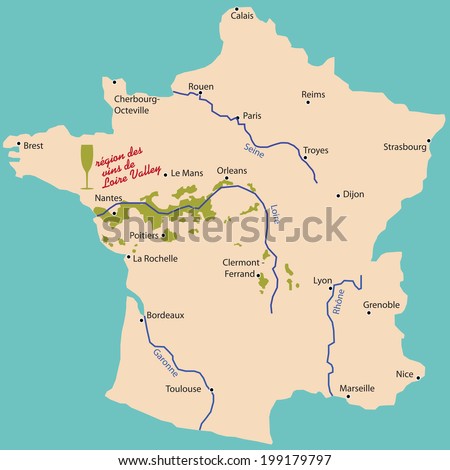 Map Wine Region Loire Valley France Stock Vector (Royalty Free ...