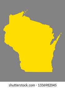 Yellow Outline Map Wisconsin Stylized Concept Stock Vector (Royalty ...