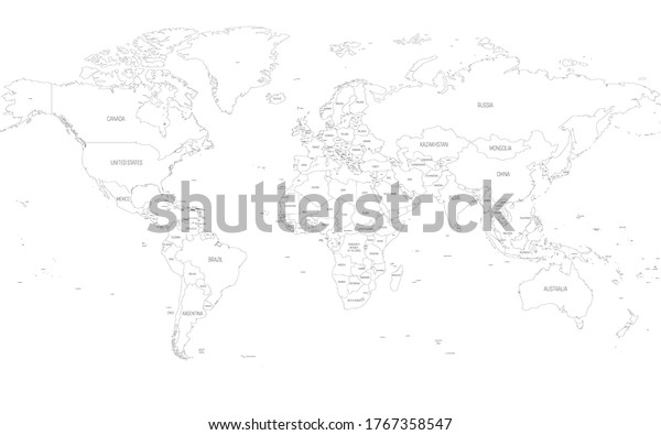 Map World Detailed Thin Black Outline Stock Vector (Royalty Free ... Map World Detailed Thin Black Outline Stock Vector (Royalty Free ...