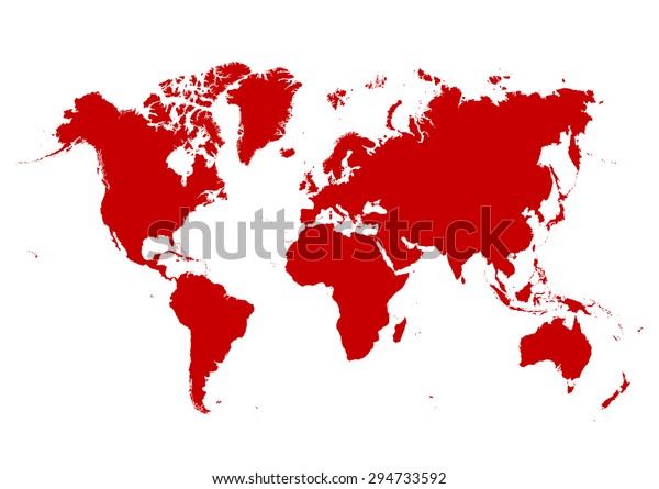 Map World Red Continents White Background Stock Vector (Royalty Free ...