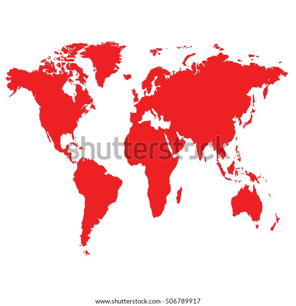 Map World Red Continents White Background: เวกเตอร์สต็อก (ปลอดค่า ...