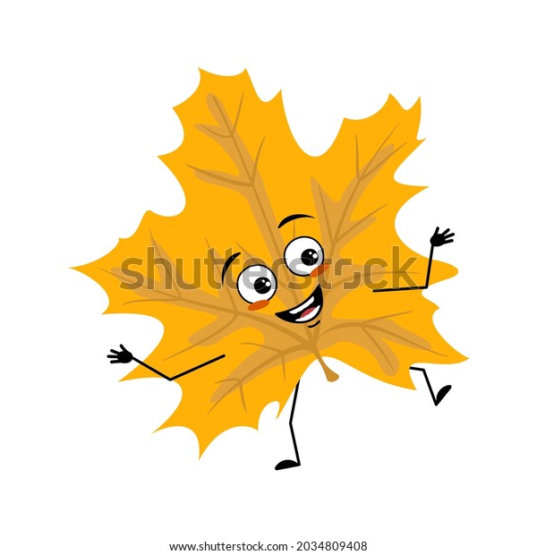 Maple Leaf Character Happy Emotions Dancing Stock Vector (Royalty Free ...