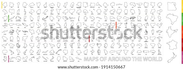 Maps Around World Outline Maps Collection Stock Vector (Royalty Free ...
