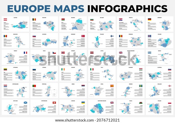 Maps European Countries Divided Into Regions Stock Vector (Royalty Free ...