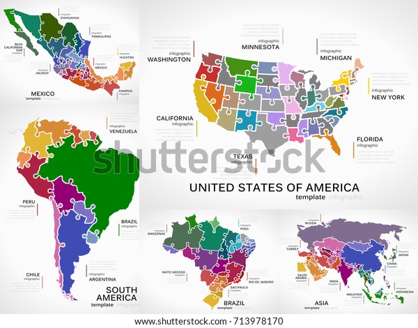 Maps Infographic Collection Pack America Mexico Stock Vector (Royalty ...