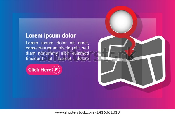 Maps Red Point Markers Banner Banner Stock Vector (Royalty Free ...