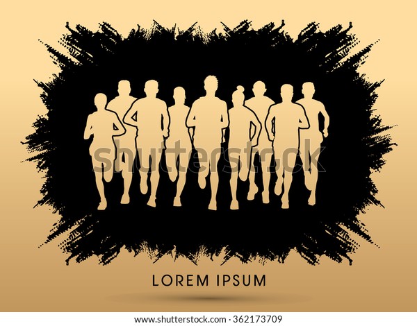 Marathon Runners Crowd People Running Designed Stock Vector (Royalty ...