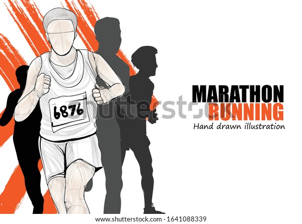 Marathon Running Poster Design Hand Sketch Stock Vector (Royalty Free ...