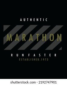 Marathon Typography Design Tshirt Print Vector Stock Vector (Royalty ...