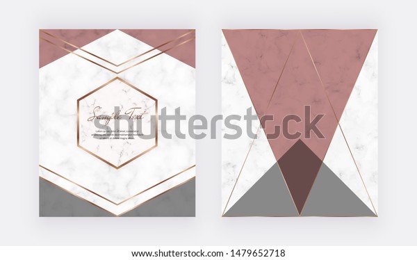 Marble Geometric Design Pink Grey Triangular Stock Vector (Royalty Free ...