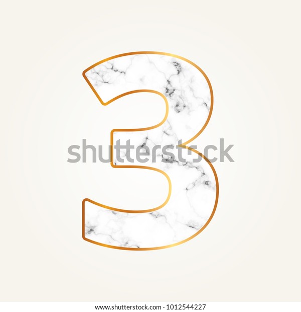 Marble Number Three Gold Frame Lettering Stock Vector (Royalty Free ...