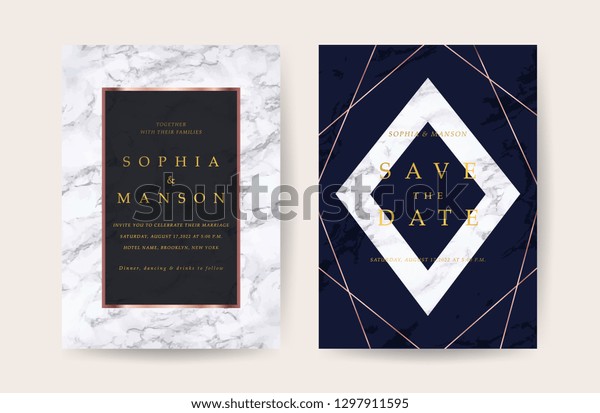 Marble Wedding Invitation Design Luxury Marbling Stock Vector (Royalty ...