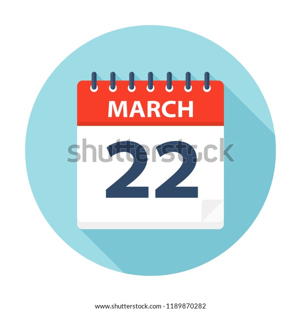 March 22 Calendar Icon Vector Illustration Stock Vector (Royalty Free ...