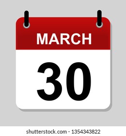 March 30 Calendar Icon Vector Illustrstion Stock Vector (Royalty Free ...