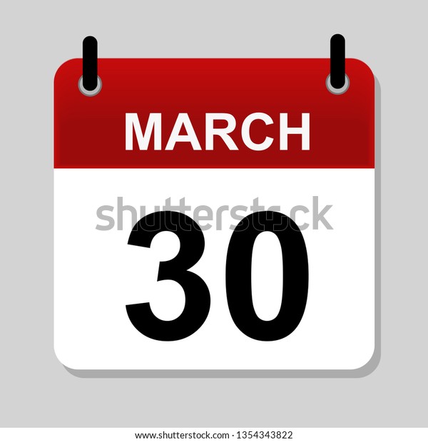 March 30 Calendar Icon Vector Illustrstion Stock Vector (Royalty Free ...