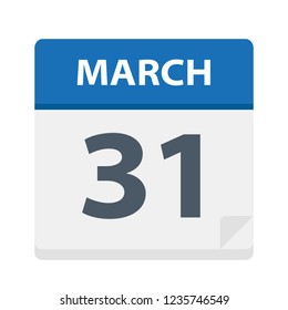 March 31 Calendar Icon Vector Illustration Stock Vector (Royalty Free ...